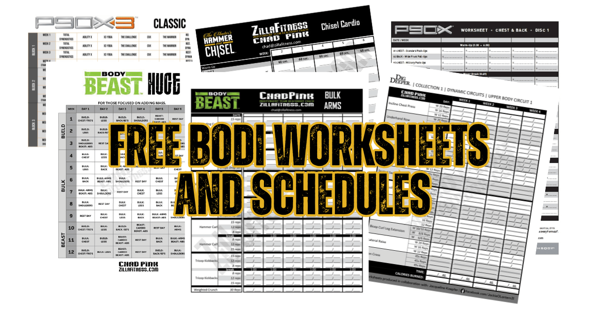 P90X Worksheets - by Chad Pink