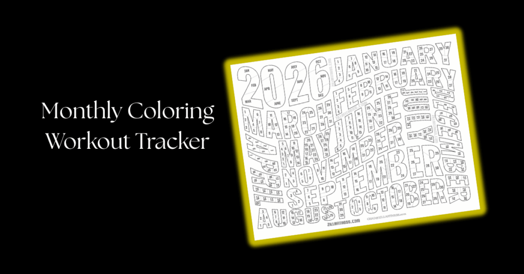 Monthly Coloring Workout Tracker for 2026 - Chad Pink | ZillaFitness